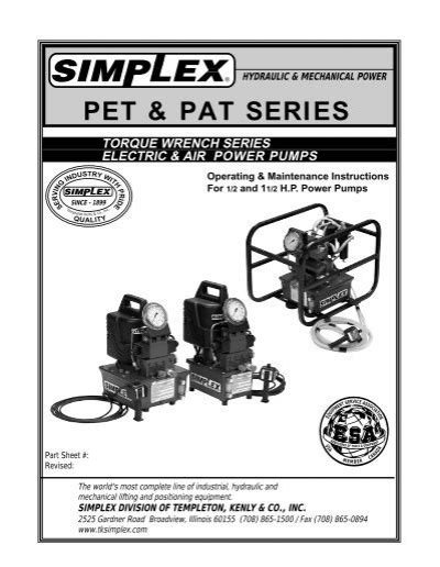 Torque Wrench Pump Book Simplex