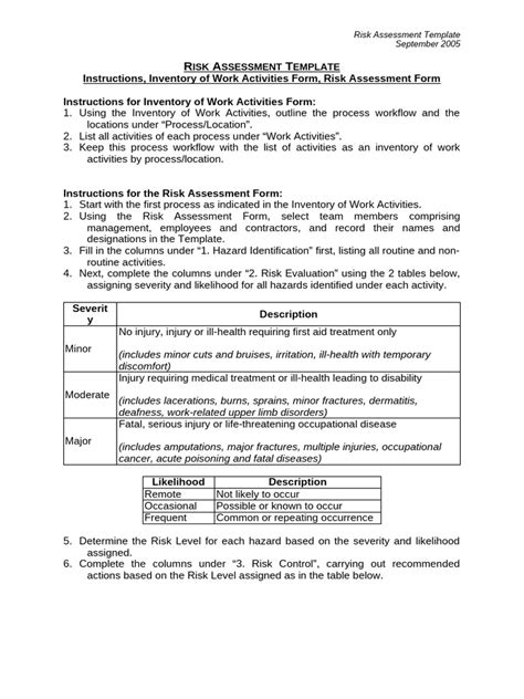 Singapore Guidelines Risk Assessment Template Pdf
