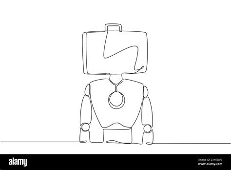 Continuous One Line Drawing Robot With Briefcase Instead Of Head Future Technology Development