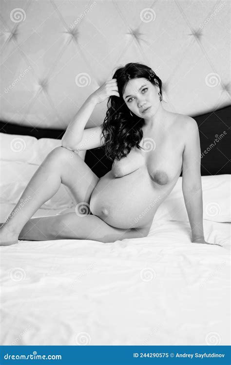 A Naked Pregnant Woman Sitting On The Bed Stock Image Image Of Bare