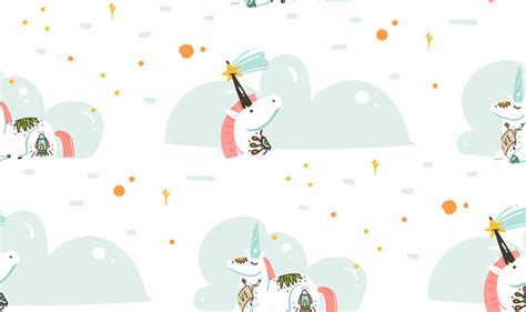 손으로 그린된 벡터 추상적인 그래픽 창작 만화 일러스트 원활한 패턴 구식 문신 구름과 별 흰색 추상적인 배경에 고립 된 아름다움 유니콘 0명에 대한 스톡 벡터 아트 및 기타