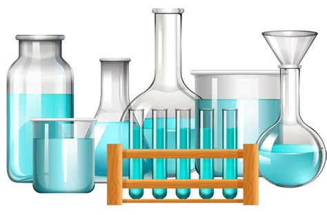 Glass Beakers And Test Tubes With Blue Liquid 447805 Vector Art At Vecteezy