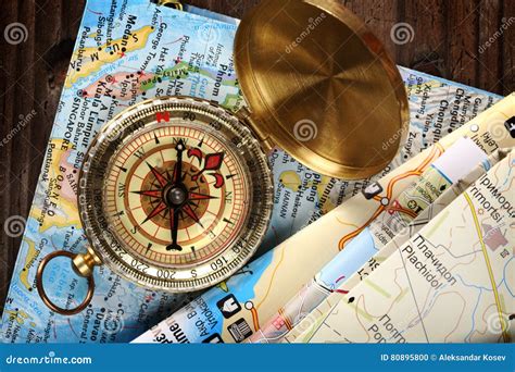 Compass And Maps Stock Image 121111741