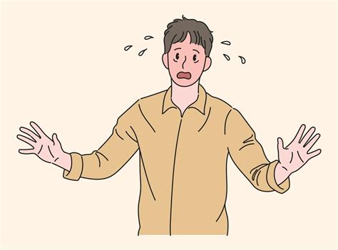 A Man Has An Embarrassing Expression Hand Drawn Style Vector Design