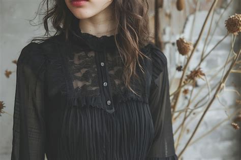 Black Sheer Blouse Postmodern Style Premium Ai Generated Image
