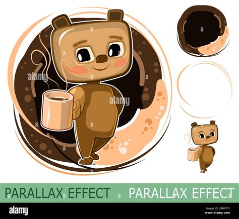 Kind Bear Treats You With Coffee Set Of Slides Create Parallax Image