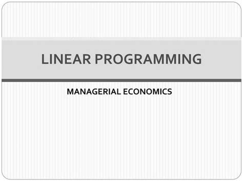 Formulation Lpp