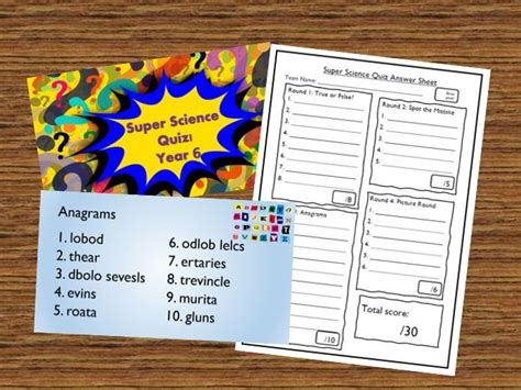 Year 6 End Of Year Science Quiz Teaching Resources