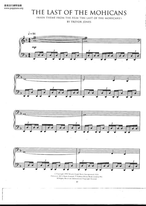Flute Sheet Music Last Of The Mohicans At Mark Colson Blog