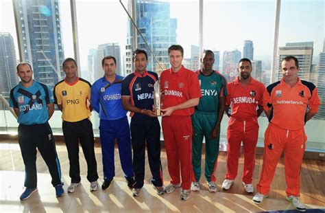 The Various Captains Pose With World Twenty20 Qualifiers Trophy