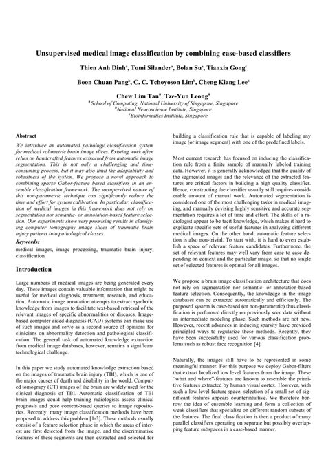 Pdf Unsupervised Medical Image Classification By Combining Case Based