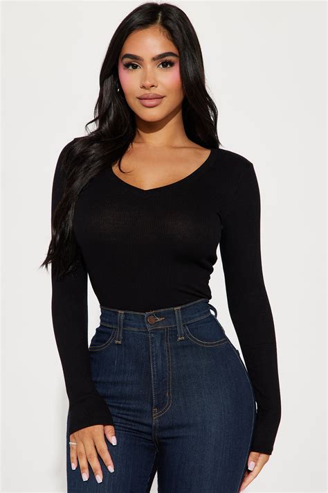 Elana Ribbed Top Black Fashion Nova