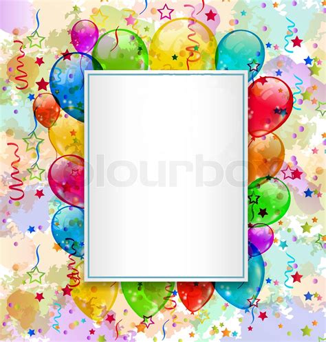 Geburtstagskarte Mit Ballons Und Konfetti Stock Vektor Colourbox