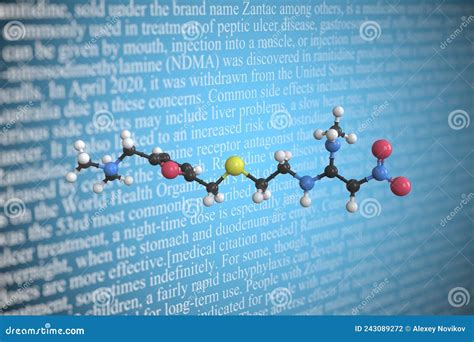 Ranitidine Molecular Structure On Black Royalty Free Illustration