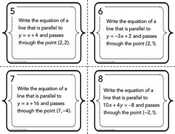 Equations Of Parallel And Perpendicular Lines Task Cards By Mrs E