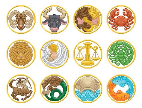 Zodiaque Horoscope Pixel Art Astrologie Signes étoiles Illustration De