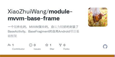 GitHub XiaoZhuiWang module mvvm base frame 一个组件化的MVVM架构的自认为较好的封装了