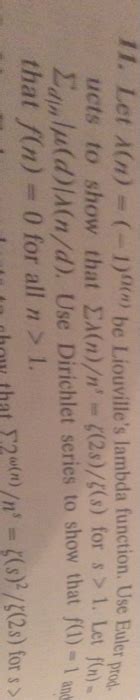 Solved Let Lambda N 1ohm N Be Liouvilles Lambda