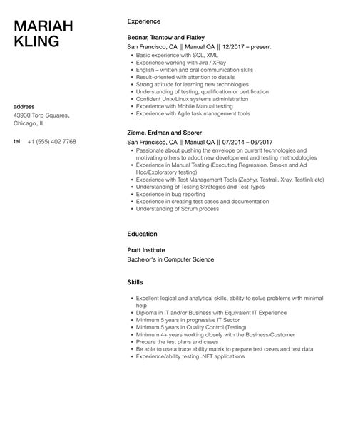 Manual QA Resume Samples Velvet Jobs Manual QA Resume Samples Velvet Jobs