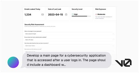 Develop A Main Page For A Cybersecurity Application That Is Accessed