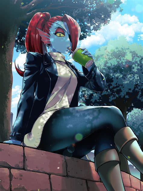 Undyne Undertale Artist Request Highres 1girl Black Eyes Blue