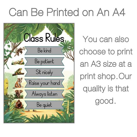 Jungle Theme Classroom Rules Posters Printable Class Rules For