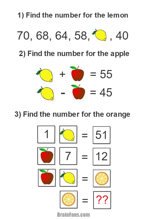 Whats The Answer Math Picture Logic Puzzle Brainfans