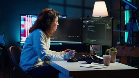 It Expert Working From Home Developing Software In Javascript Programming Language Using Desktop