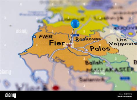 Fier Map Close Up Of Fieri Map With Blue Pin Map With Red Pin Point