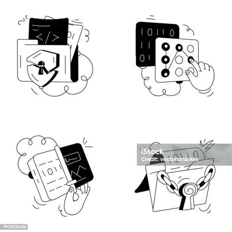 Programming Data Doodle Mini Illustrations Stock Illustration