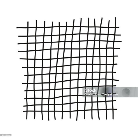 Abstract Square Grid Paper Hand Drawn Line Illustration Math Grid
