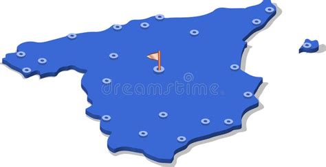 Mapa Da Vista d Isométrica Da Espanha Superfície E As Cidades Azuis Fundo Isolado Branco
