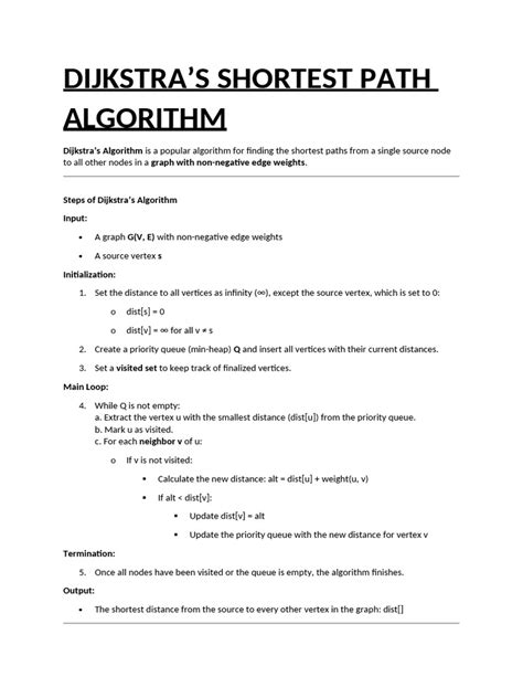 Dijkstras Shortest Path Algorithm Pdf Algorithms And Data Structures Combinatorics