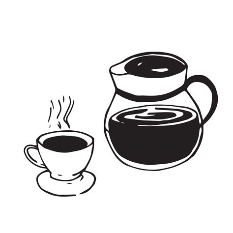 Stock Vector Illustration A Coffee Pot With Coffee And A Cup Over