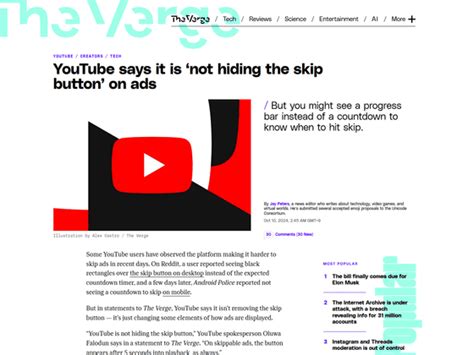 Youtubeが「スキップボタンは削除していない」との声明を発表 Gigazine