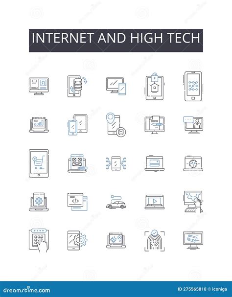 Internet And High Tech Line Icons Collection Cyberspace World Wide