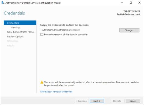 Install Uninstall Existing Domain Controller On Server 2016