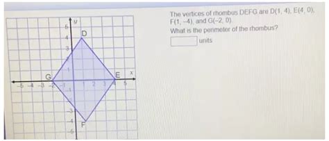 Solved The Vertices Of Rhombus Defg Are D E And G F What Is The