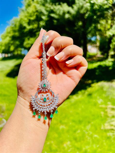 Ad Tikka American Diamond Bindi Indian Wedding Jewelry Bollywood Style Ethnic Maang Tikka