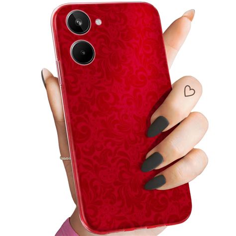 Etui Do Realme 10 4G Wzory Czerwone Serca Róże Obudowa Pokrowiec Case