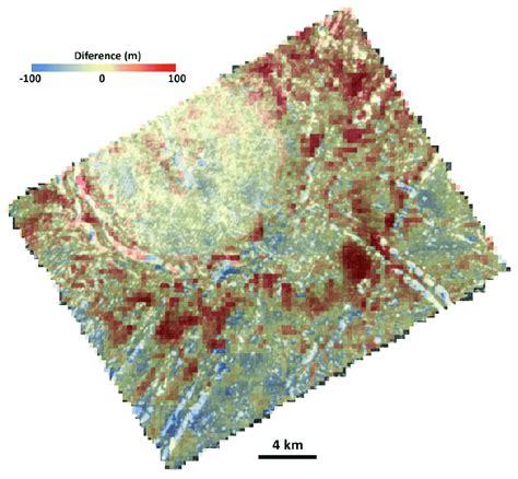 Map Of The Differences Between The Two Dtms Asp Dtm Minus Socet Set ® Download Scientific