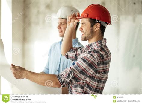 Positive Engineers With Creative Plans Stock Image Image Of Building Businessman