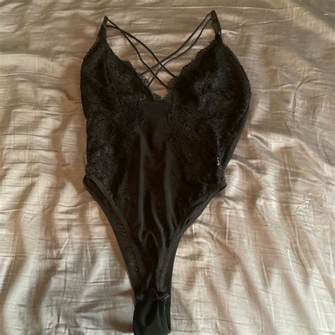Black Lace Bodysuit Depop