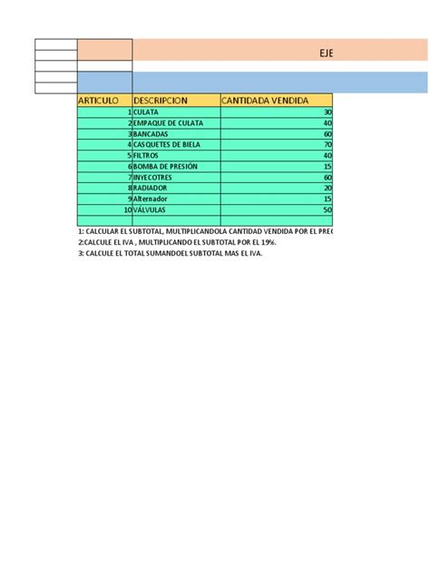 Ejercicios Básicos De Excel Pdf