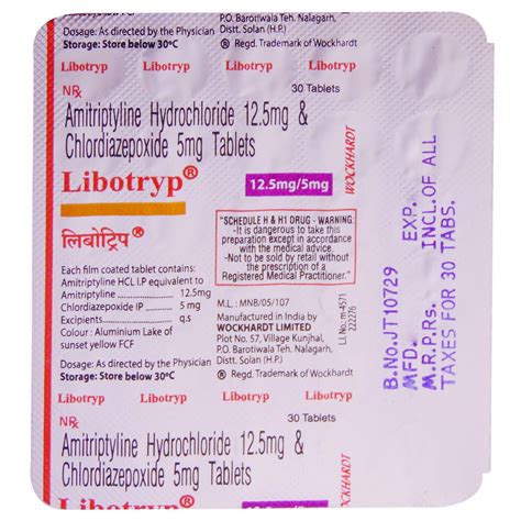 Libotryp 12 5 Mg 5 Mg Tablet 30s Price Uses Side Effects