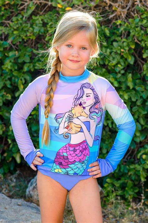 Estina Mermaid Rash Guard Swimsuit Set Limeapple Girls Swimsuits