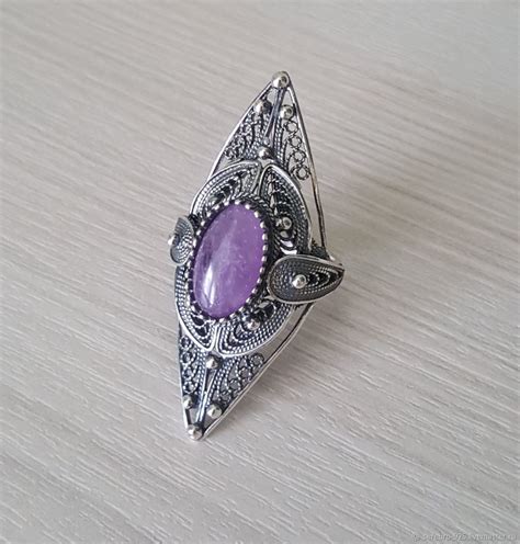 Серебряный перстень "МАРКИЗ" с натуральным аметистом. филигрань в ...