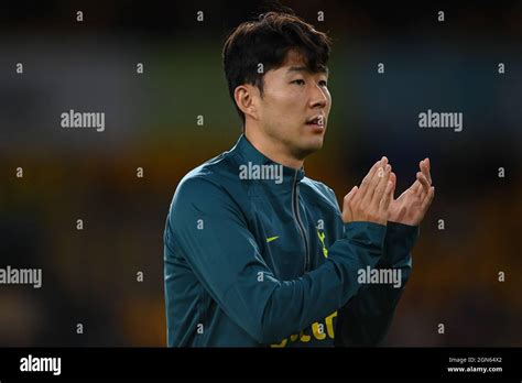 Son Heung Min 7 Of Tottenham Hotspur During The Pre Game Warmup Stock