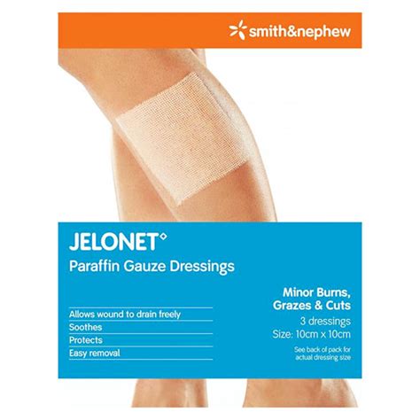 Jelonet Paraffin Gauze Dressings 3 Pack 10cm X 10cm Discount Chemist