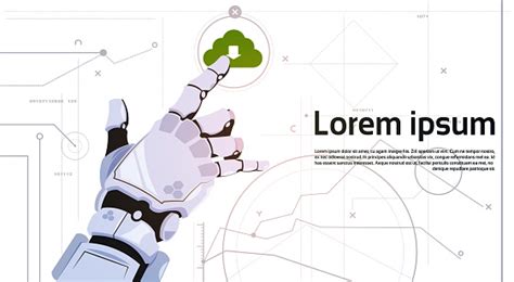 로봇 손 터치 클라우드 데이터베이스 아이콘 클라우드 컴퓨팅 기술 로봇 및 인공 지능 개념 구름에 대한 스톡 벡터 아트 및 기타 이미지 구름 클라우드 컴퓨팅 가상현실